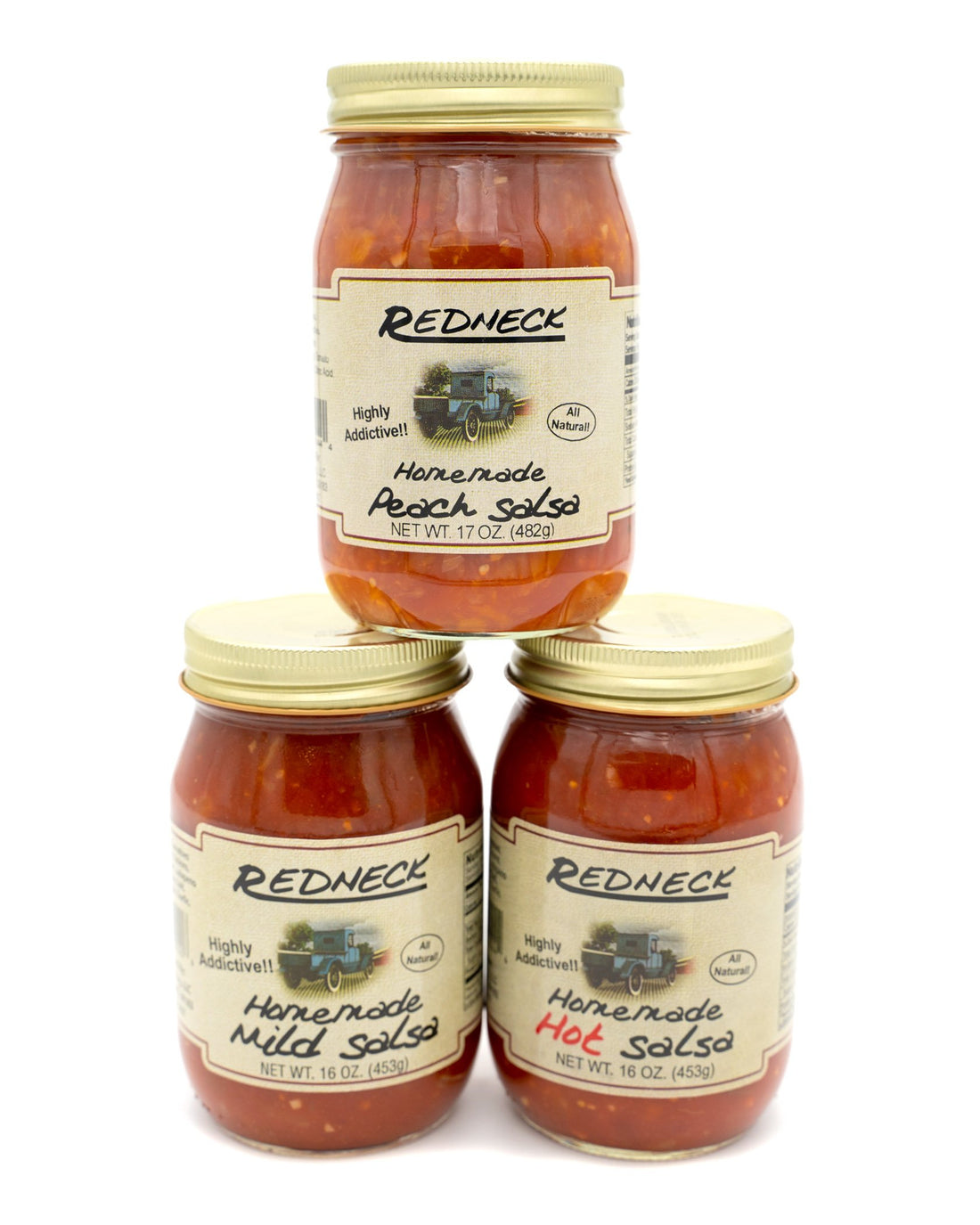 Redneck - Salsa 3 Pack (Peach, Mild Salsa, Hot Salsa) – Grumpy Man Foods